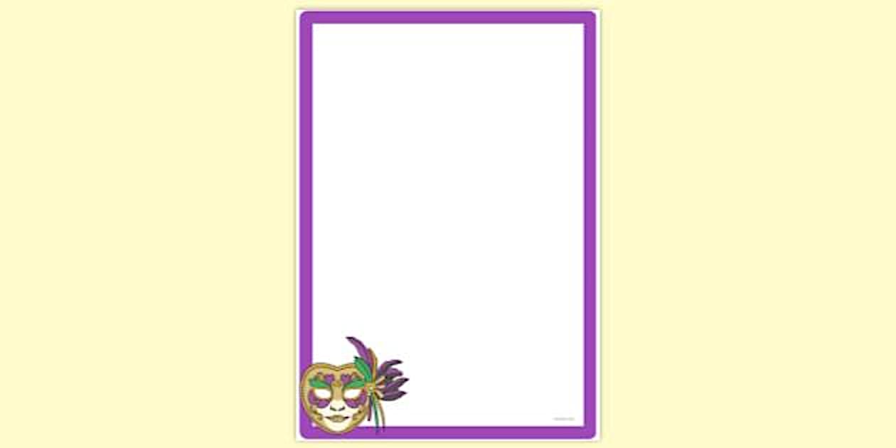 Simple Blank Carnival Mask Page Border | Twinkl - Twinkl