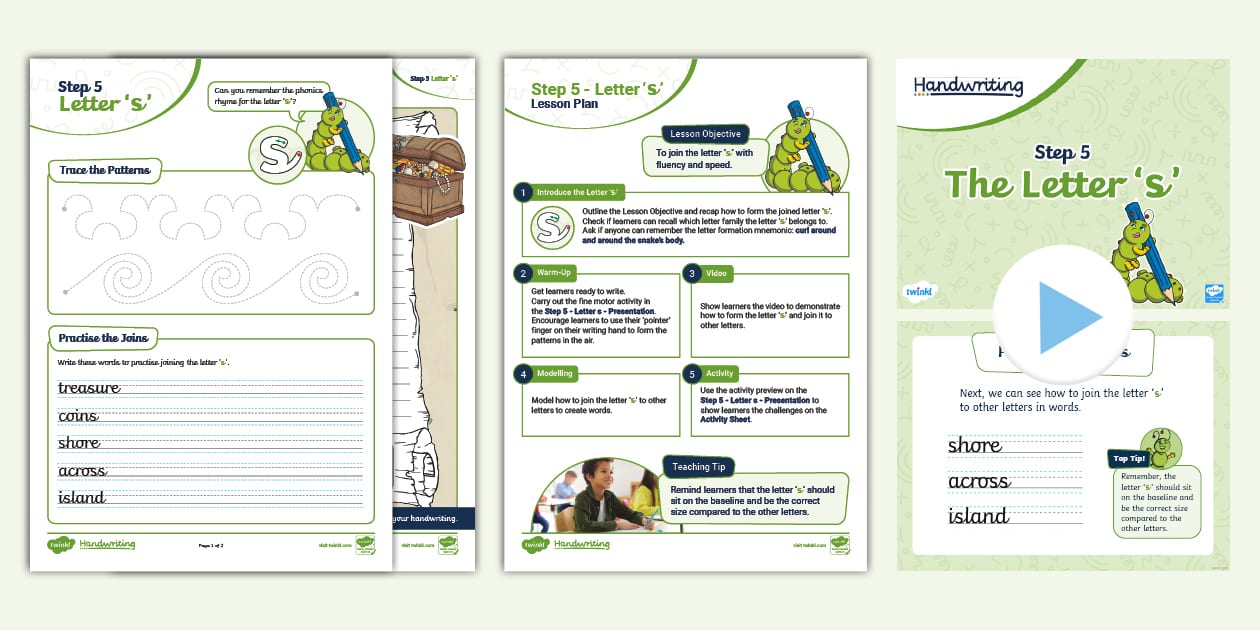 Step 5 Curly Caterpillar Letter 's' Handwriting Pack
