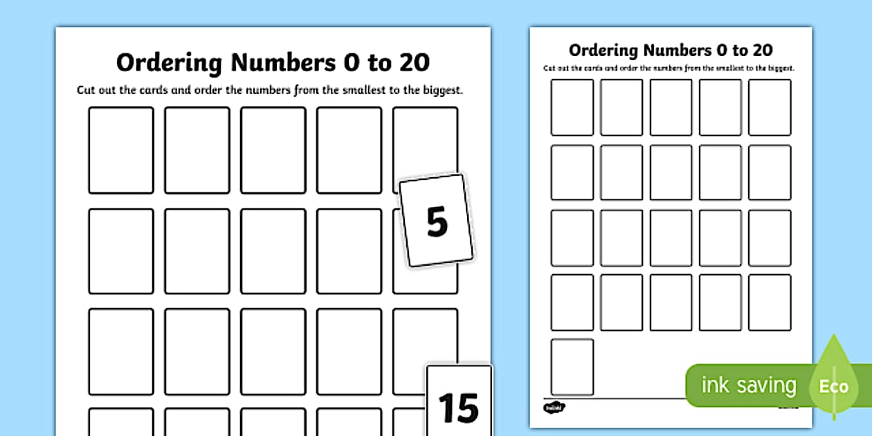 Ordering Numbers Worksheet 0 to 20 (teacher made) - Twinkl