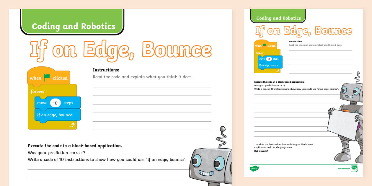 Robotics And Coding Block Based Coding If On Edge Bounce