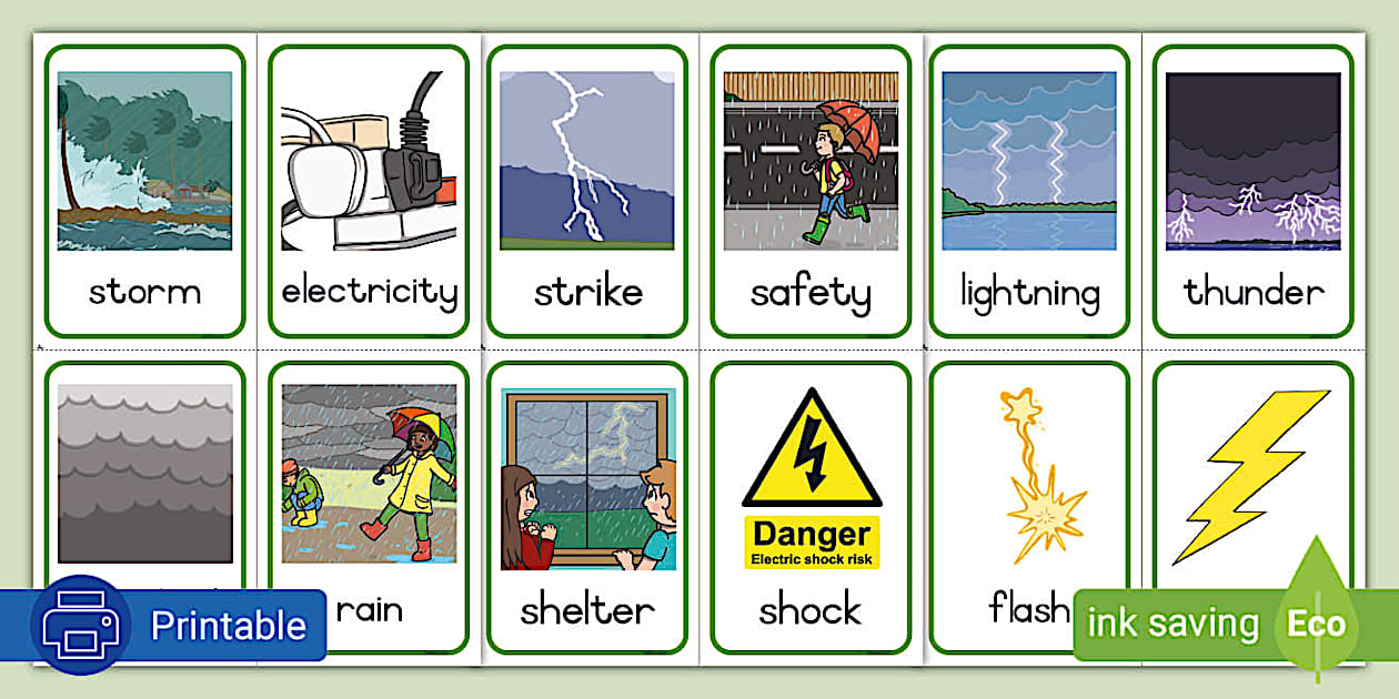 Disasters - Lightning - Word Cards (teacher made) - Twinkl