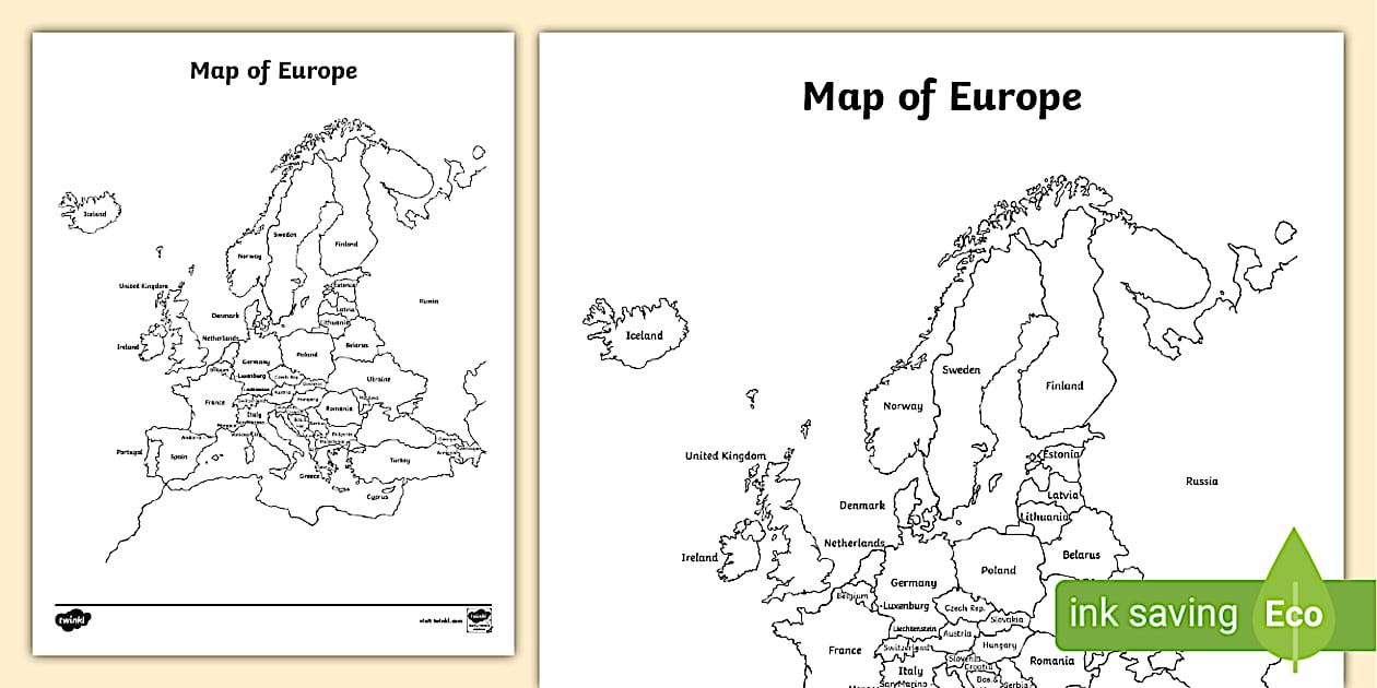 Map of Europe | Blank & Labeled Map Template - Twinkl