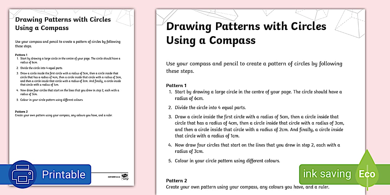 Compass Drawing Patterns: Circles for Students - Twinkl