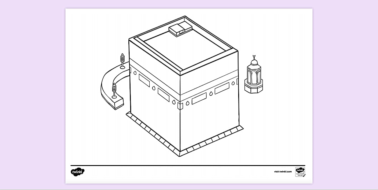 The Kaaba Mecca Colouring Sheet (teacher made) - Twinkl