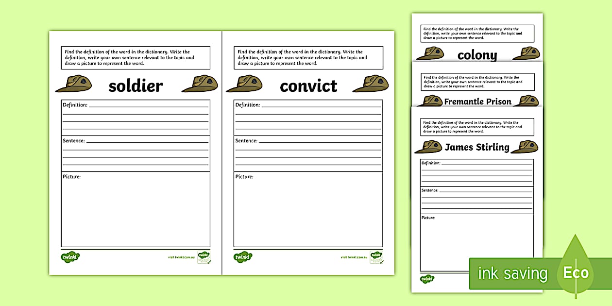 History of Perth Word Wall Worksheets (teacher made)