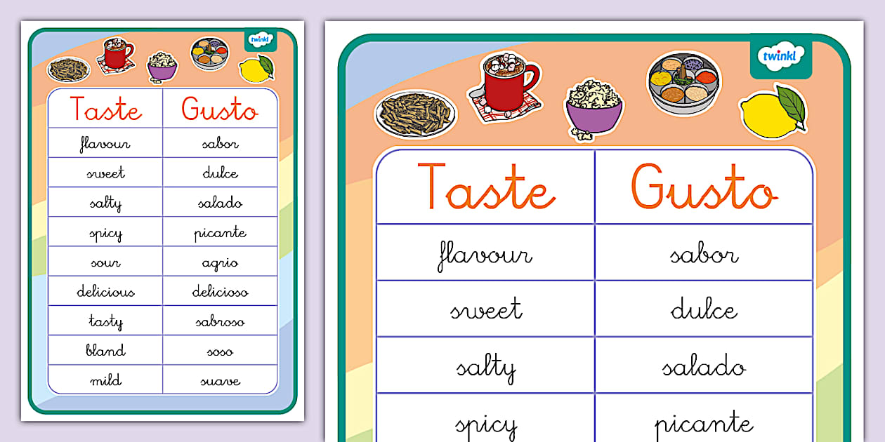 Taste Display Poster English/Spanish (Teacher-Made) - Twinkl