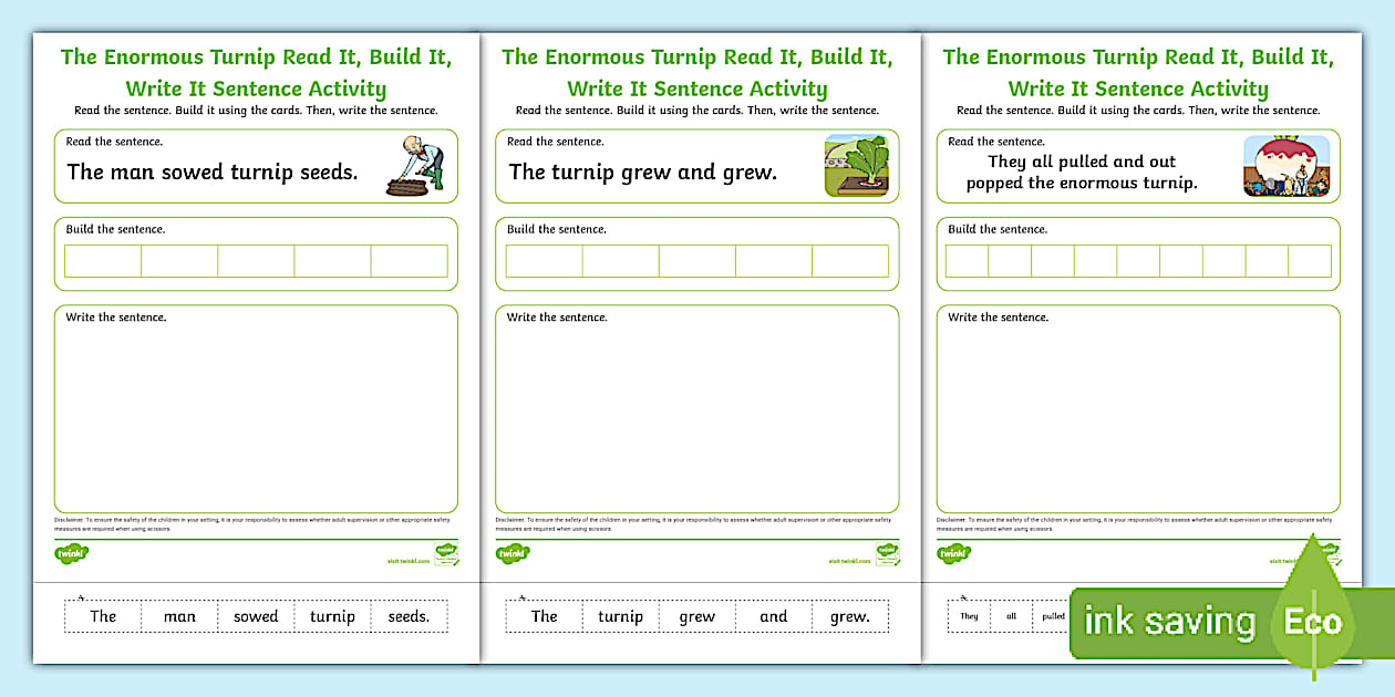Enormous Turnip Read It, Build It, Write It Activity