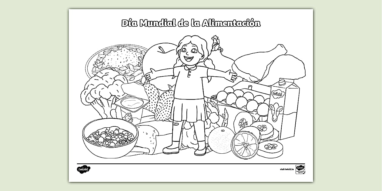Hoja del Día de la Alimentación para colorear - Twinkl
