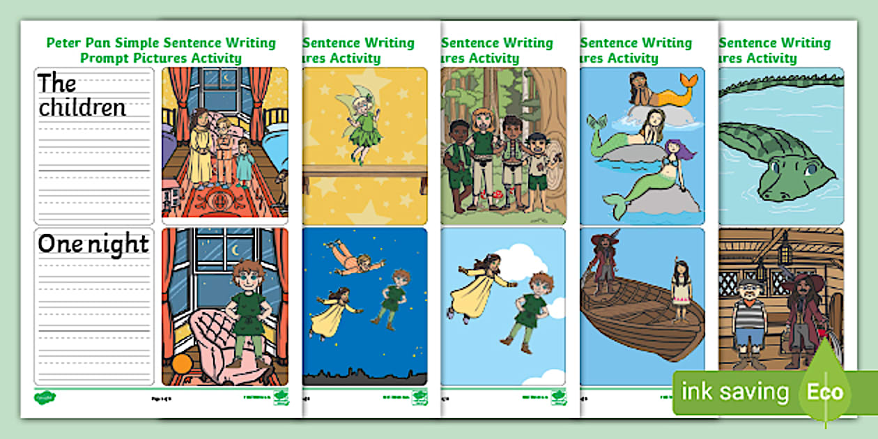 Peter Pan Simple Sentence Writing Prompt Pictures Activity
