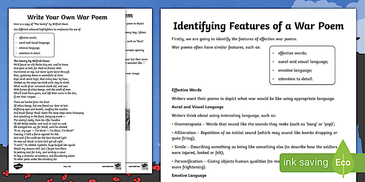 How to Write War Poetry KS2 - Remembrance Day (teacher made)