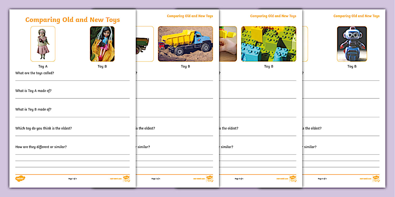 Comparing Old and New Toys Activity Sheet - Twinkl