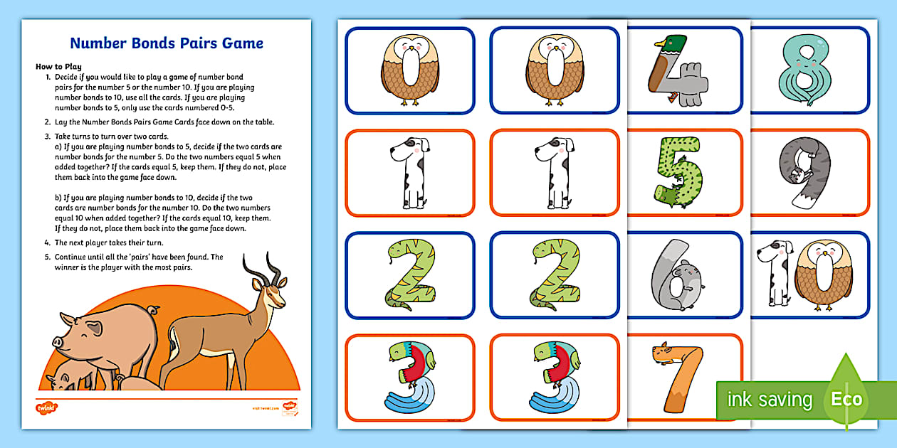 Number Bonds to 5 and 10 Pairs Game (teacher made) - Twinkl