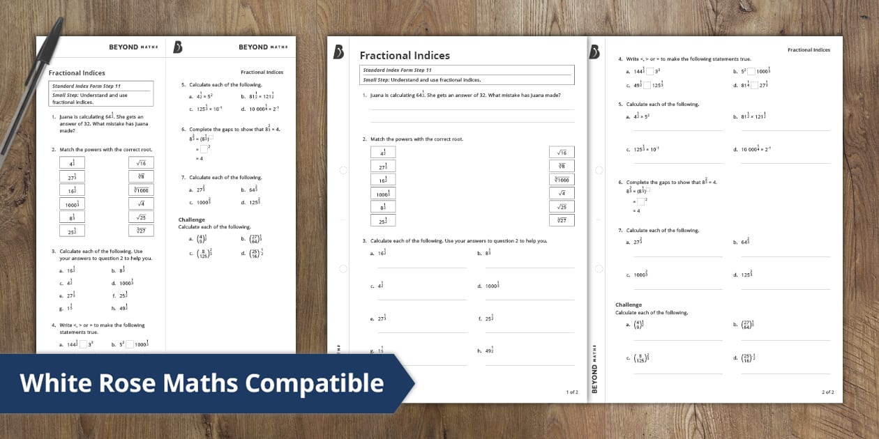 👉 Fractional Indices (teacher made) - Twinkl