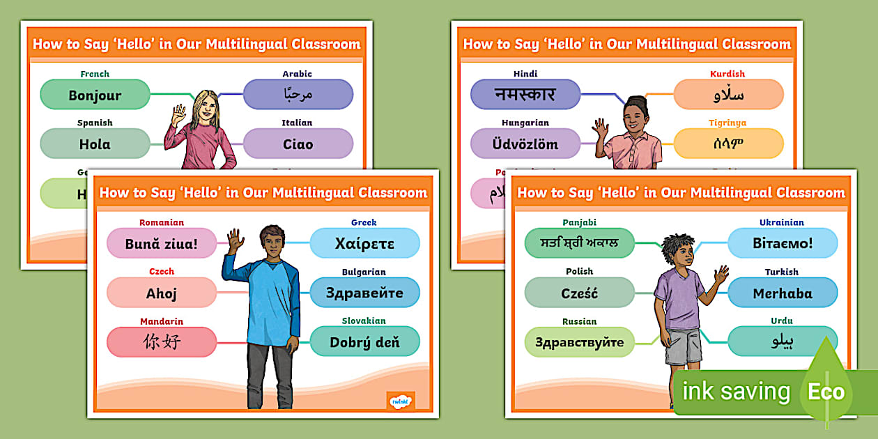 EAL Multilingual Classroom Poster - Hello