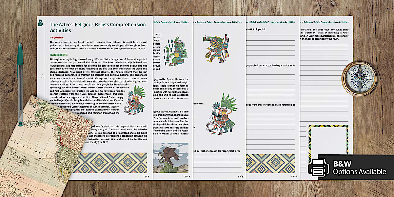 The Aztecs: Religious Beliefs Comprehension Activities