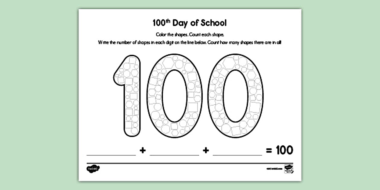 100th Day of School: I Can Color and Count to 100 Worksheet / Activity ...