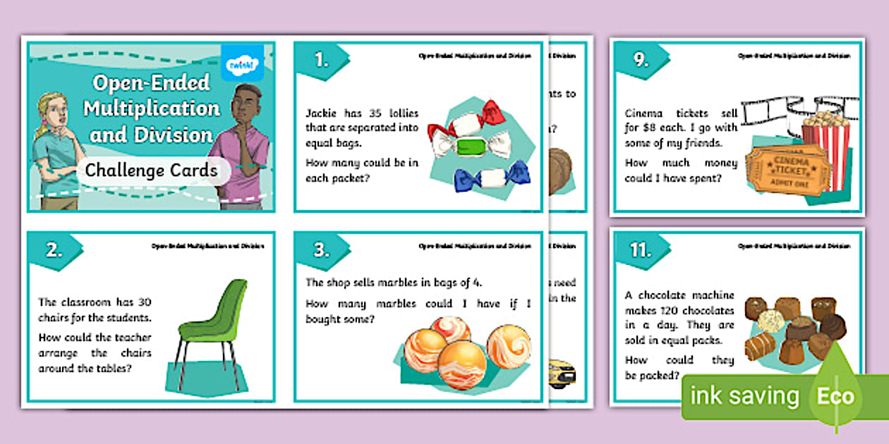 Open Ended Multiplication and Division Challenge Cards