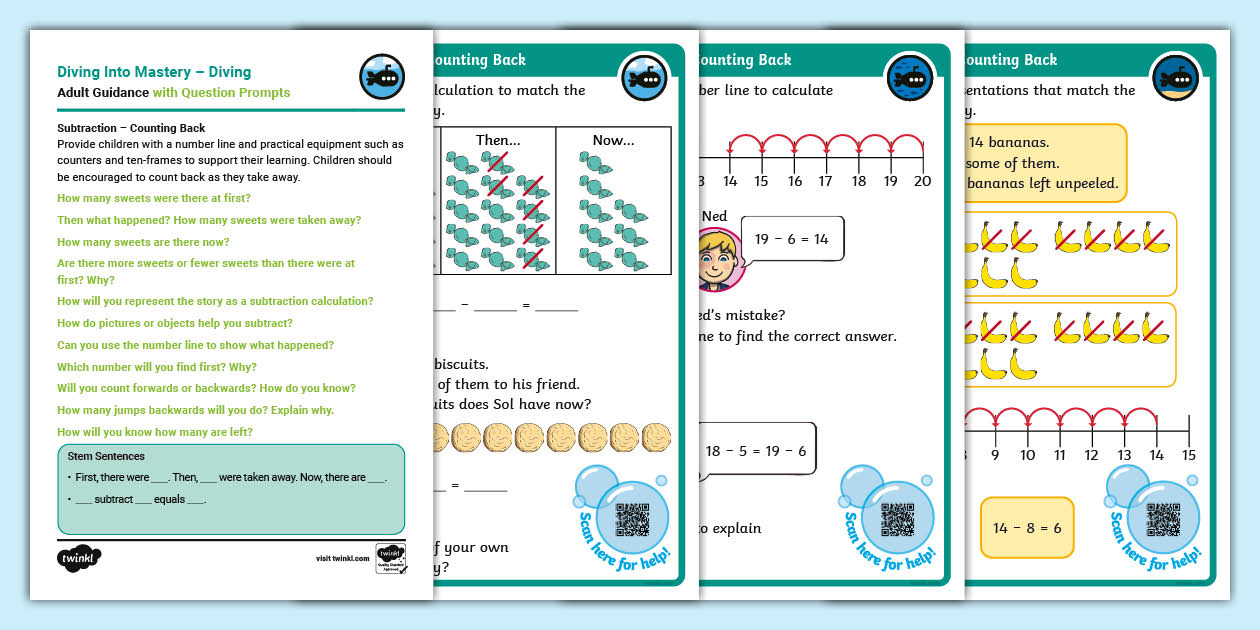 👉 Y1 DiM: Step 7 Subtraction - Counting Back Activity Cards