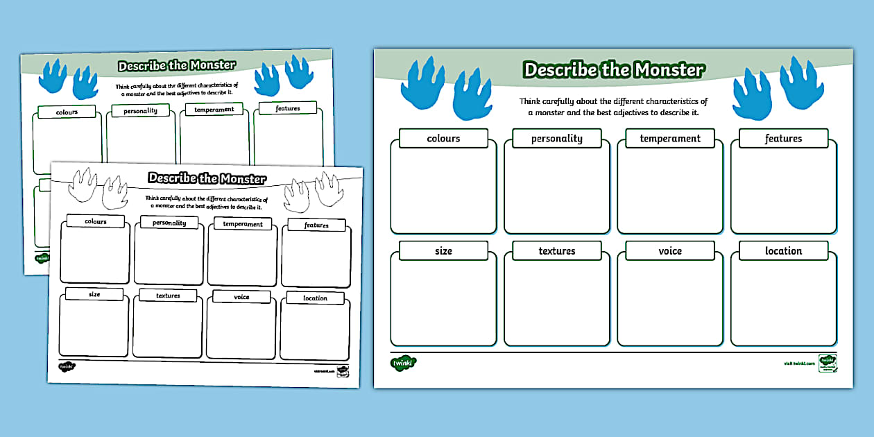 Monster Adjectives Worksheet