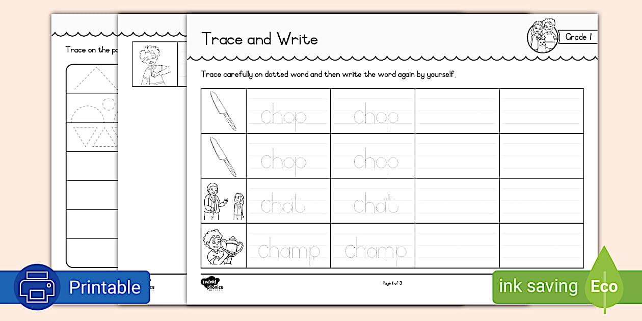 Grade 1 Phonics Trace and Write ch-pg 2 (teacher made)