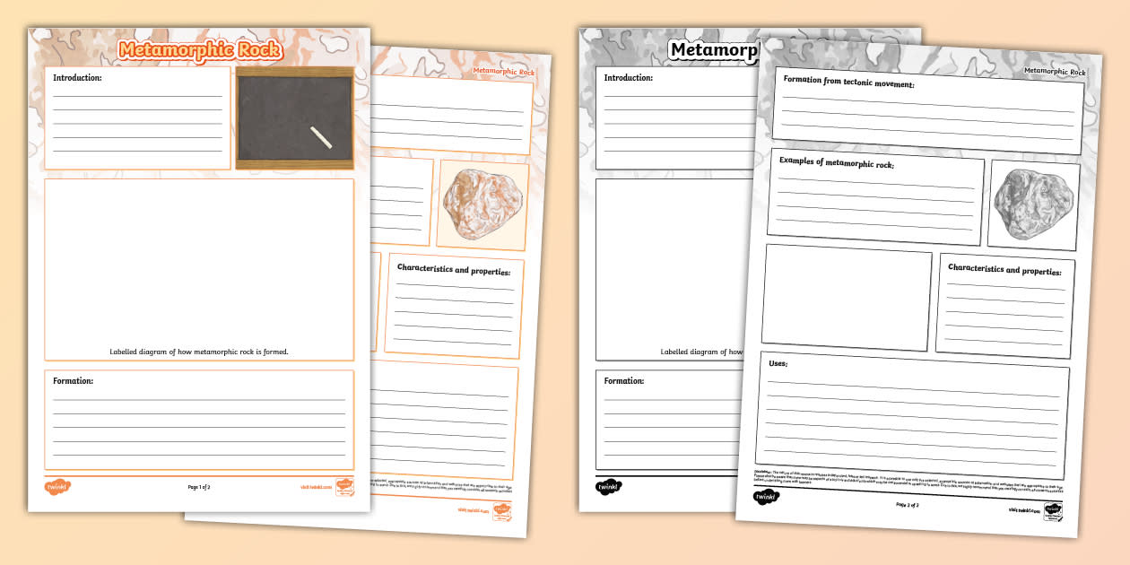 Metamorphic Rock Non-Chronological Report Template - Twinkl