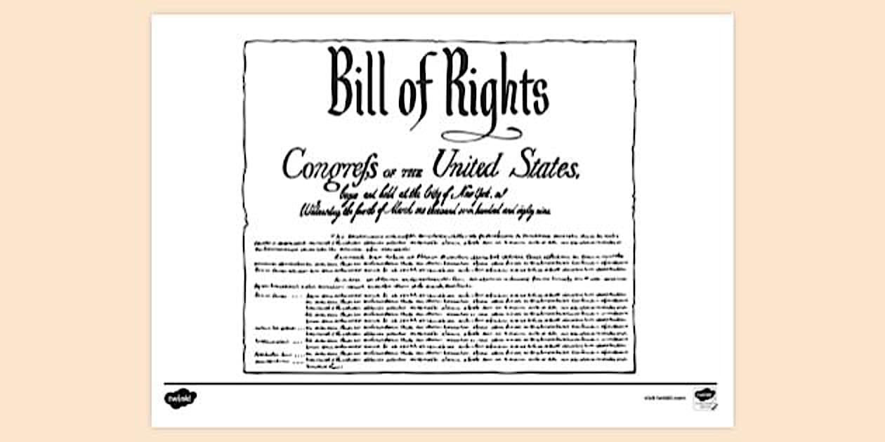 The Bill of Rights Colouring | Colouring Sheets - Twinkl