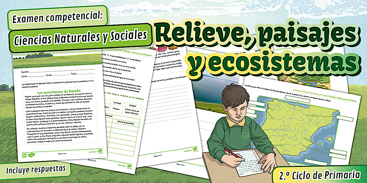 Examen de Ciencias Naturales y Sociales: Relieve, paisajes y ...