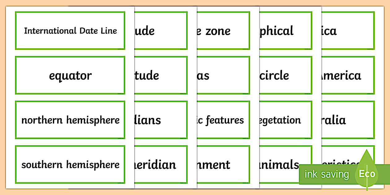 Year 4 AC Geography Africa and South America Word Cards