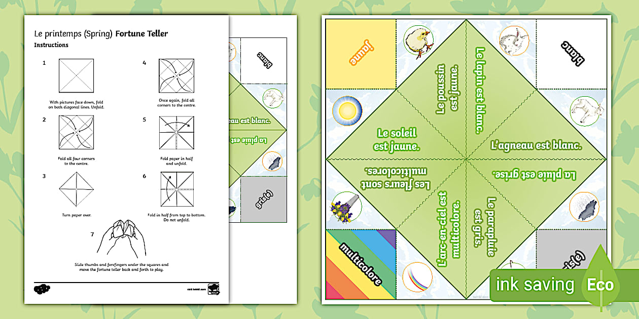 French: Spring Fortune Teller (teacher made) - Twinkl
