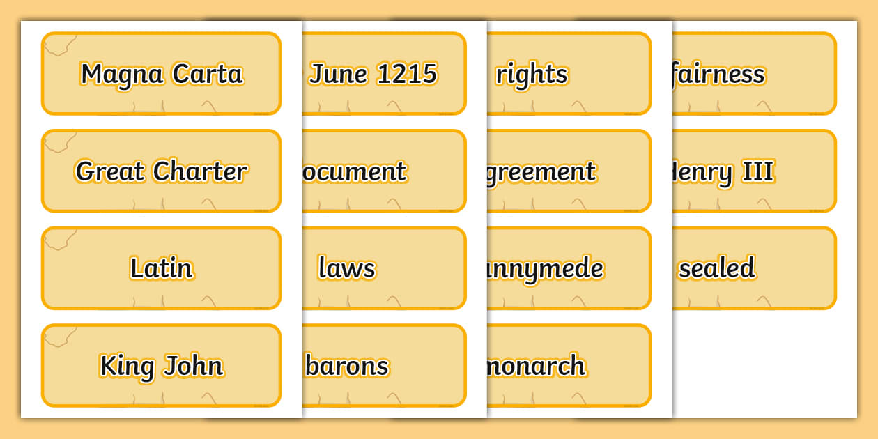 Magna Carta Word Cards - Twinkl - KS1 (teacher made)