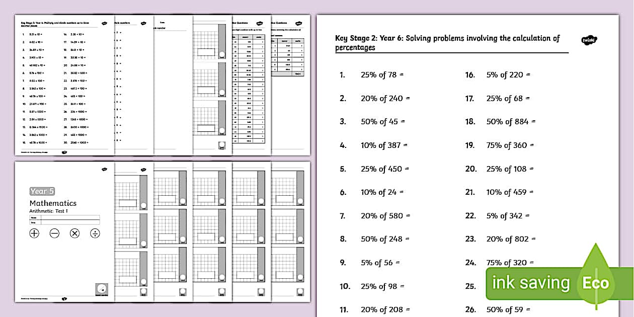 Sats Year 6 Arithmetic Questions Practice Questions