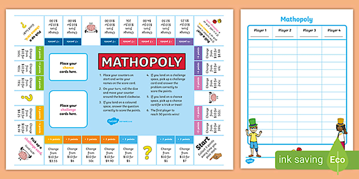 New Zealand Change from $10 Mathopoly Board Game - Twinkl