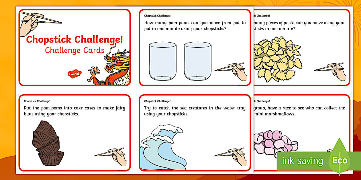 Chopstick Challenge Cards - Fine Motor Skills Game - Twinkl