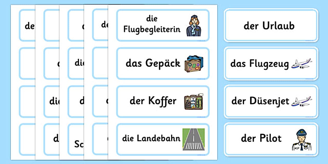 Editable Holiday Travel Topic Words German (teacher made)