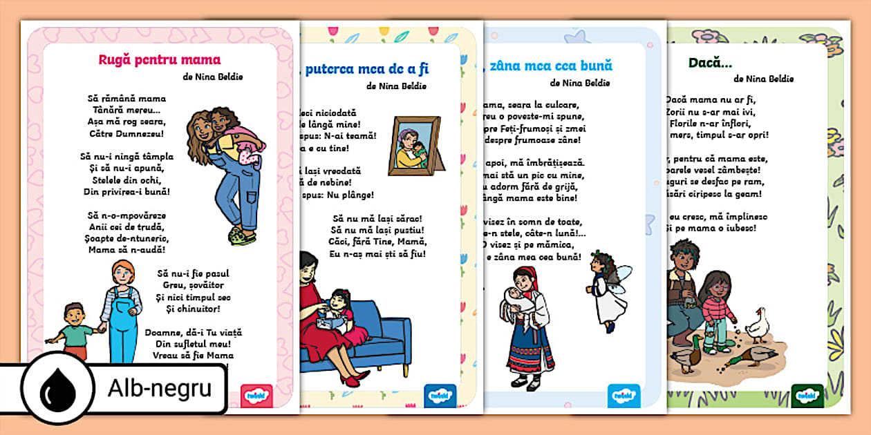 Poezii pentru mama scrise de Nina Beldie – Pachet cu resurse
