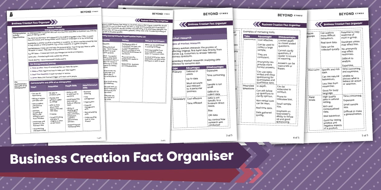 Business Creation Fact Organiser