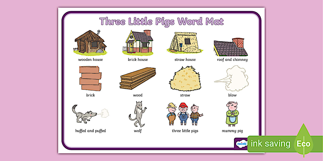 The Three Little Pigs Scene Word Mat