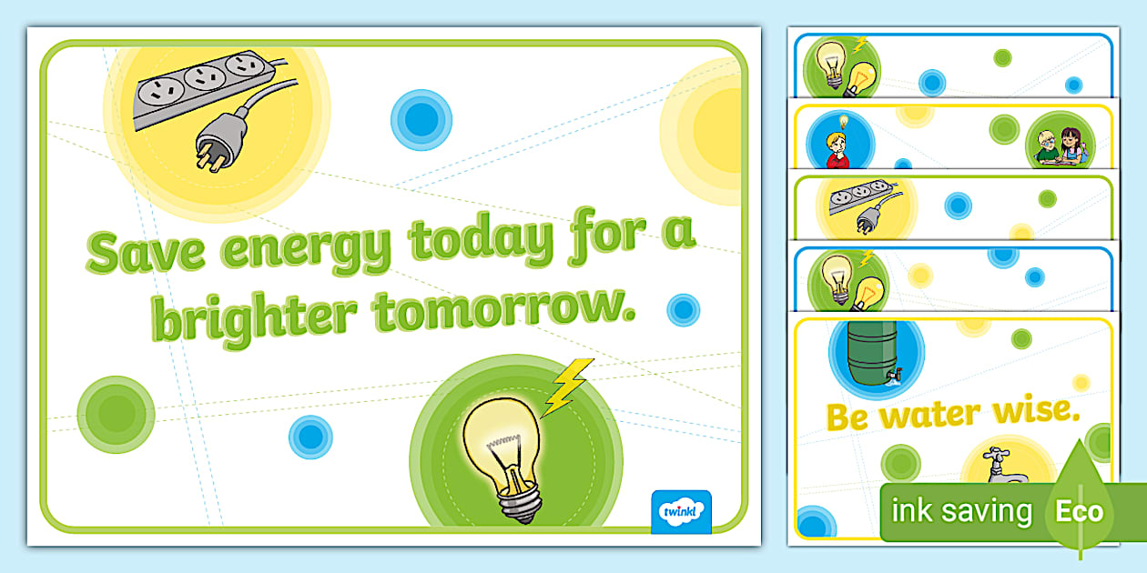 Energy-Saving Slogans Poster Display Pack KS1 - Twinkl