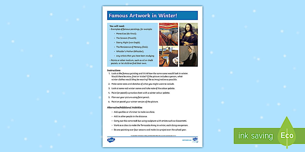 Famous Winter Art | Artwork in Winter Activity | Twinkl