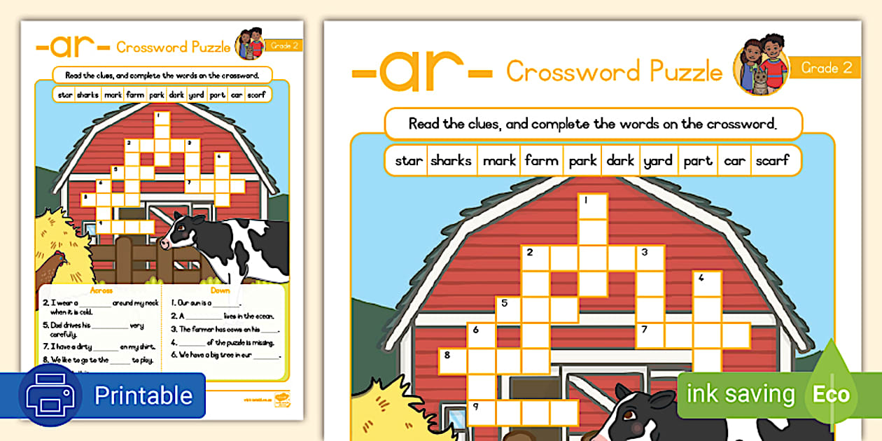 Grade 2 Phonics Crossword Puzzle ar (teacher made) - Twinkl