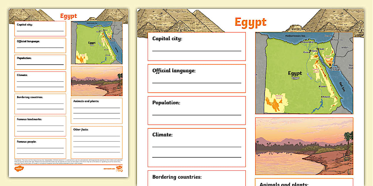 Egypt Fact File Template (teacher made) - Twinkl