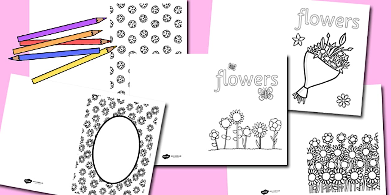 Flower Colouring Cards (teacher made) - Twinkl