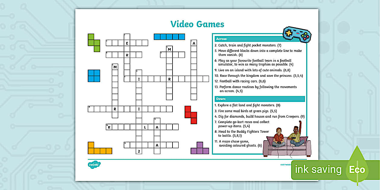 KS2 Computer Games Crossword (Teacher-Made) - Twinkl
