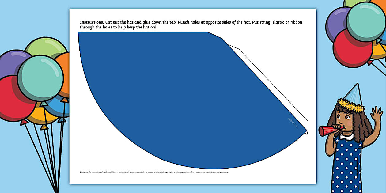 Blue Party Hats (teacher made) - Twinkl