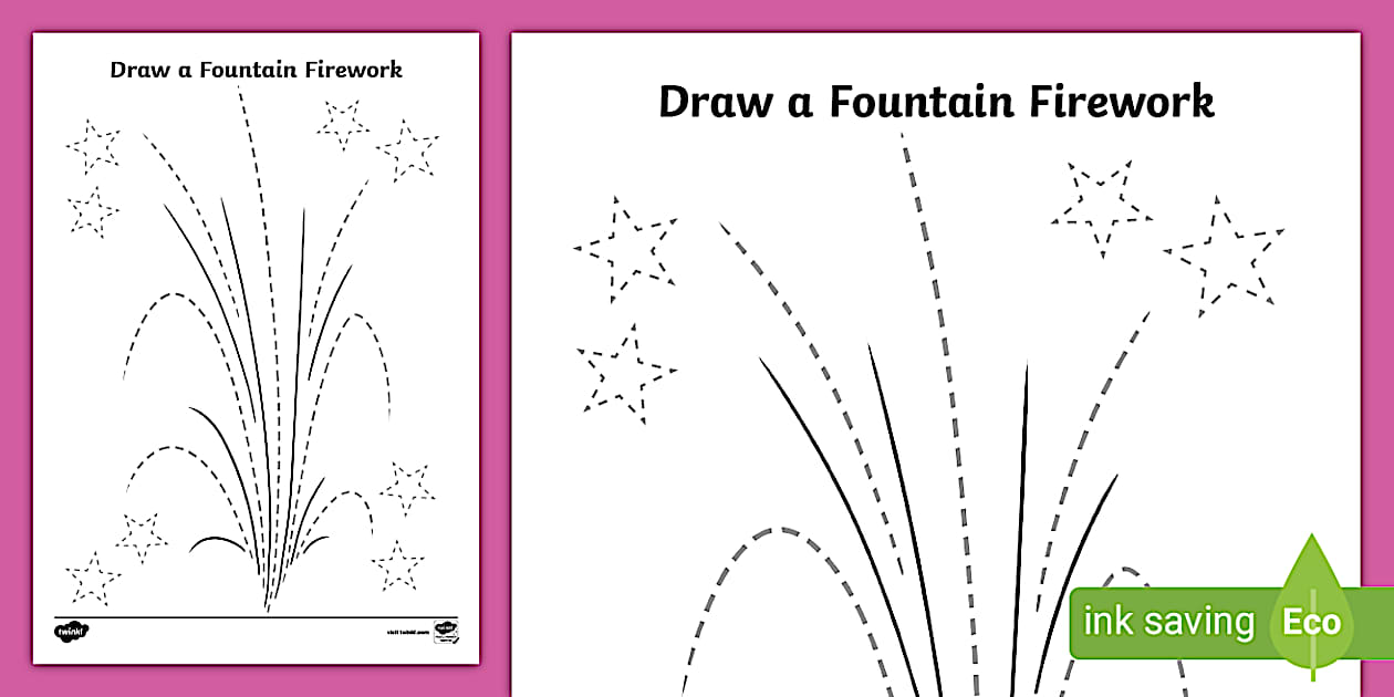 Draw a Fountain Firework Pencil Control Activity - Twinkl