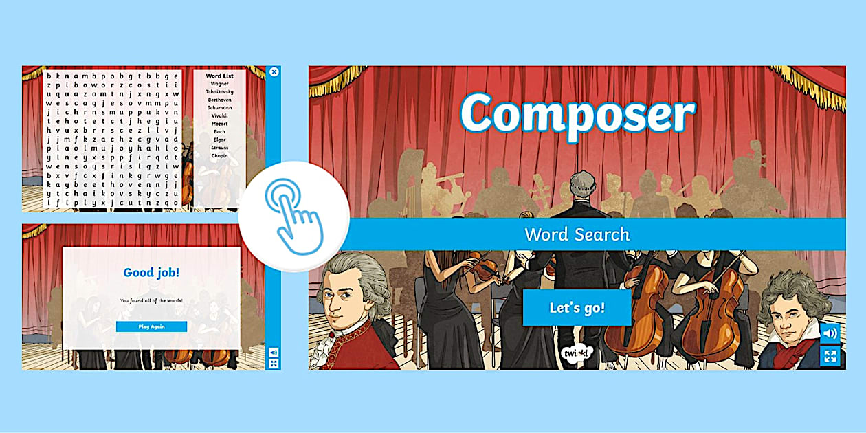 Interactive Composer Themed Word Search (teacher made)