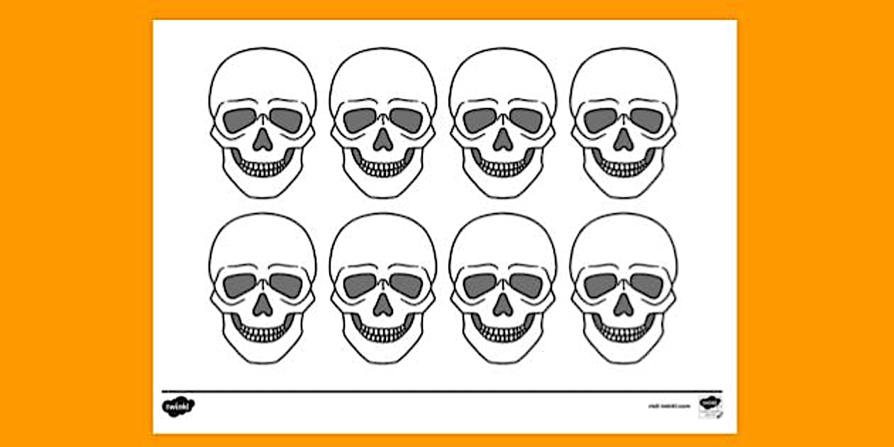 Skull Halloween Colouring Page (teacher made) - Twinkl