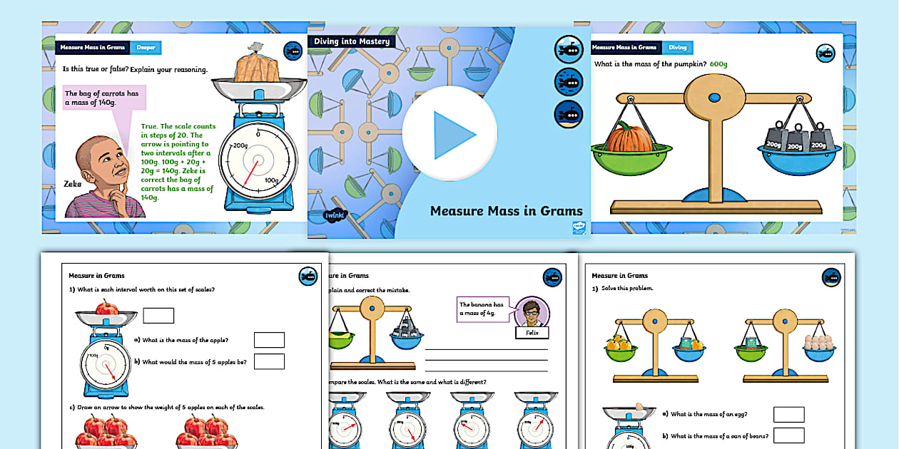 Y3 DiM: Step 2 Measure Mass in Grams Teaching Pack - Twinkl