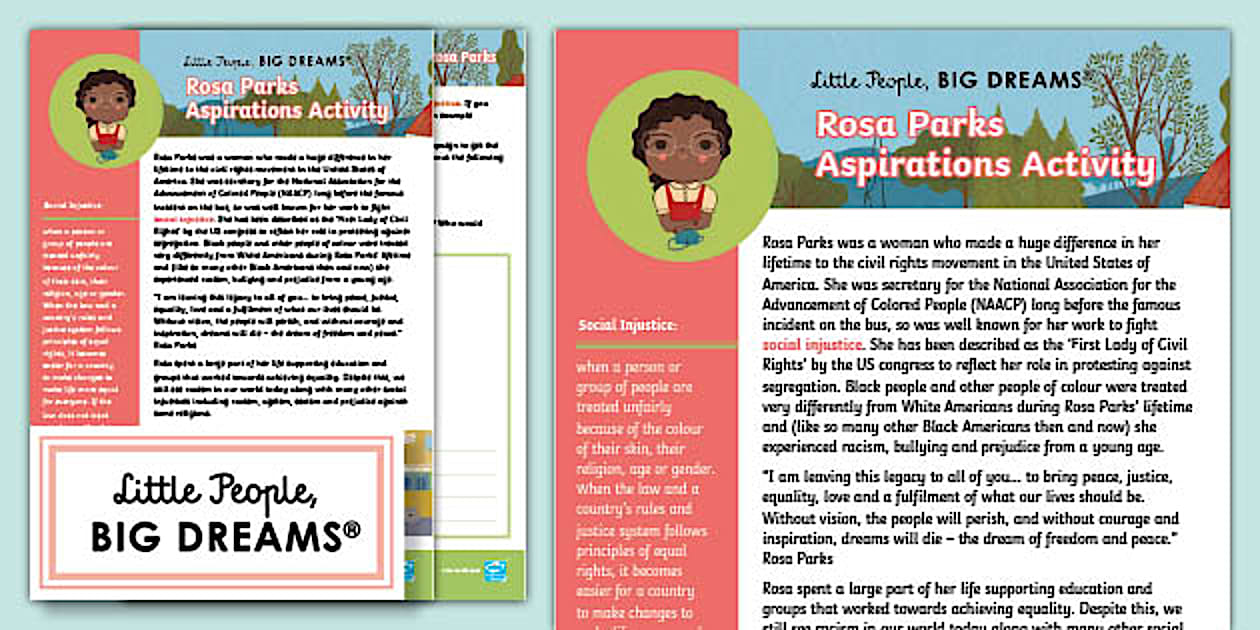 FREE! - Little People, Big Dreams: Rosa Parks Worksheet | Twinkl
