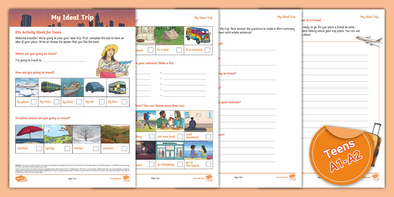 ESL My Ideal Trip Future Going to Activity Sheet - Twinkl